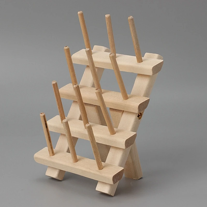 12-Spool-Thread-Wooden-Storage-Rack-Thread-Spool-Stand-Sewing-Cone ...