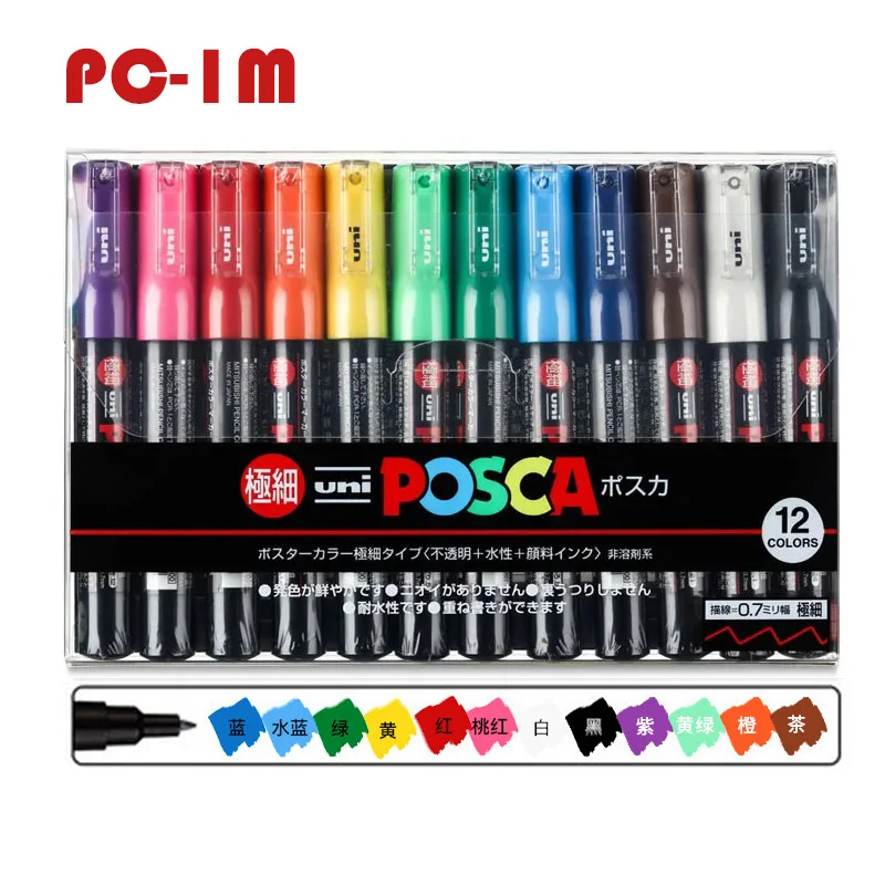 Uni-Posca-Extra-Fine-Point-Paint-Markers-Set-pintura-desenho-canetas ...