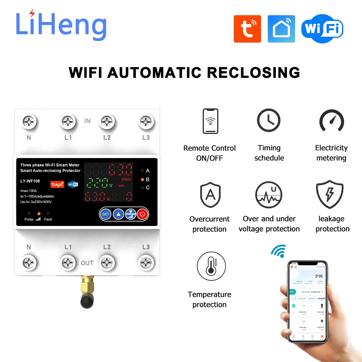 4P-100A-Tuya-WiFi-Three-Phase-Smart-Life-Auto-Reclosing-Over-Under ...