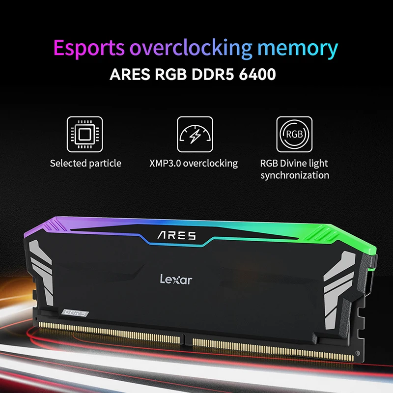 Lexar ARES RGB DDR5 RAMs 6400MHZ Gaming Overclocked Memory Stick Desktop PC Memory Kit 32GB(16G× ...