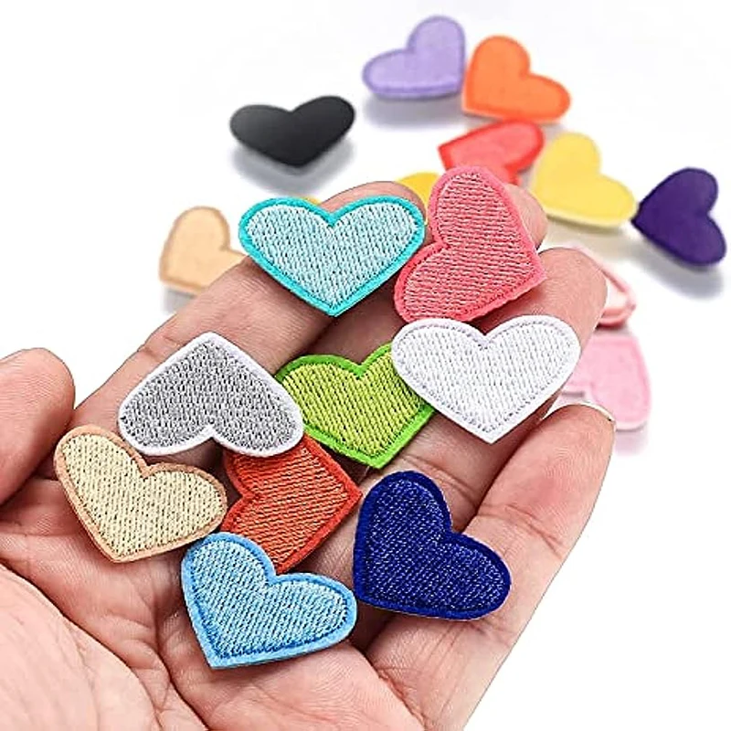 Heart Applique 24PC Red Heart Patches - Iron On Embroidered Heart ...