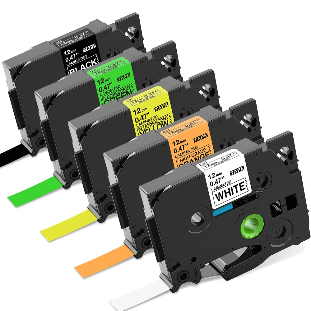 5PCS-TZE-231-B31-C31-D31-Compatible-12mm-Label-Tape-Fluorescent-for ...