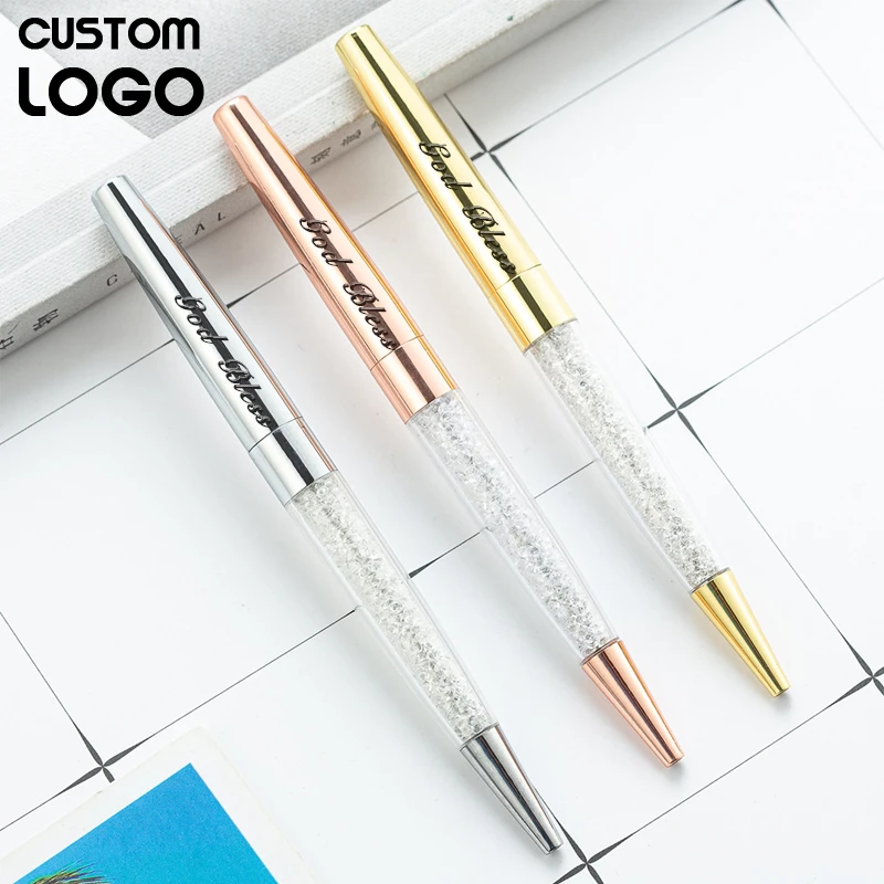 New Customize Logo Engraved Name Rhinestone Pen Crystal Broken Diamond ...