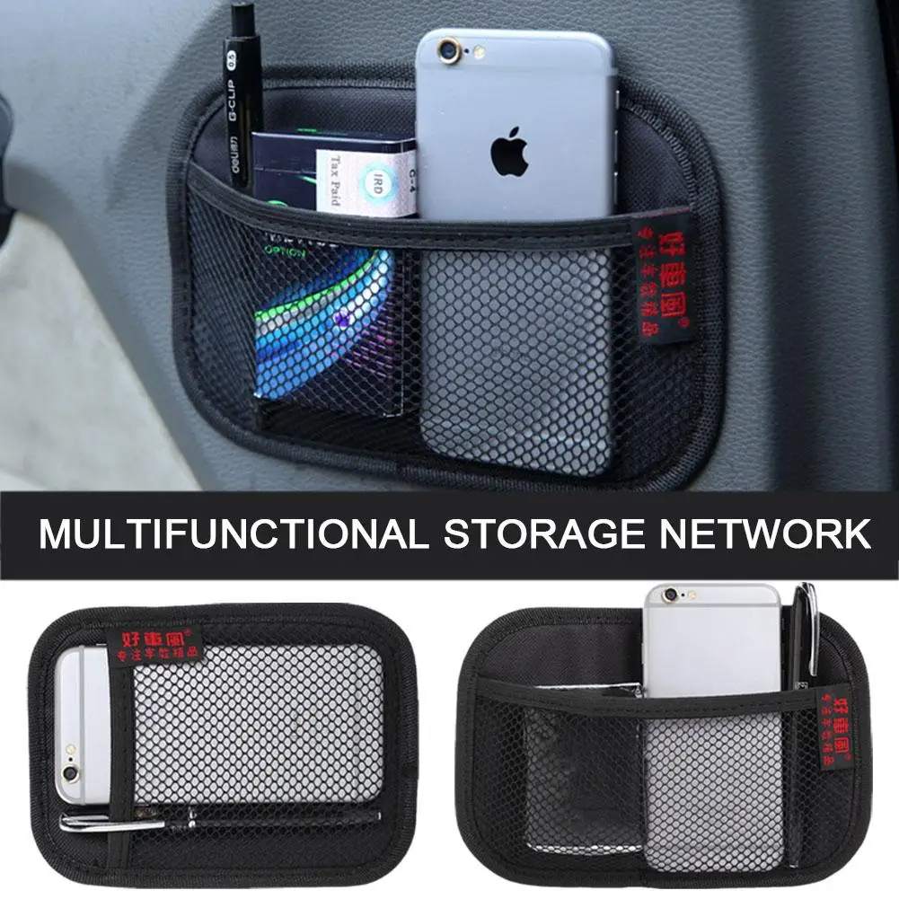 Car-Universal-Black-Storage-Bag-Brand-Stick-up-Mesh-Decorate-Ornament ...