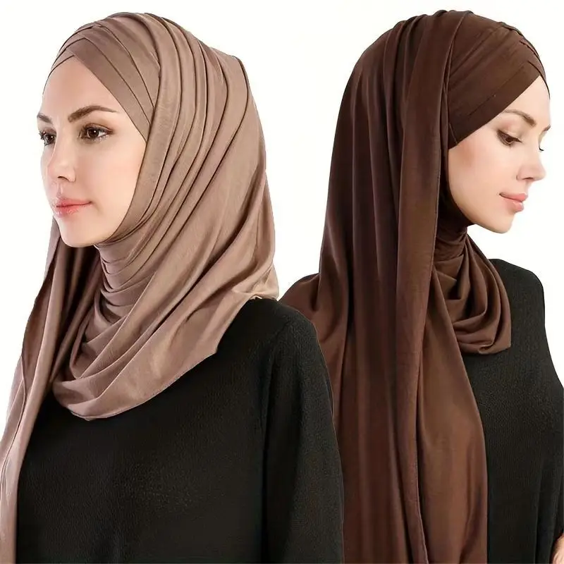 Women-Turban-Jersey-Hijab-Lightweight-Soft-Forehead-Cross-Instant-Hijab ...