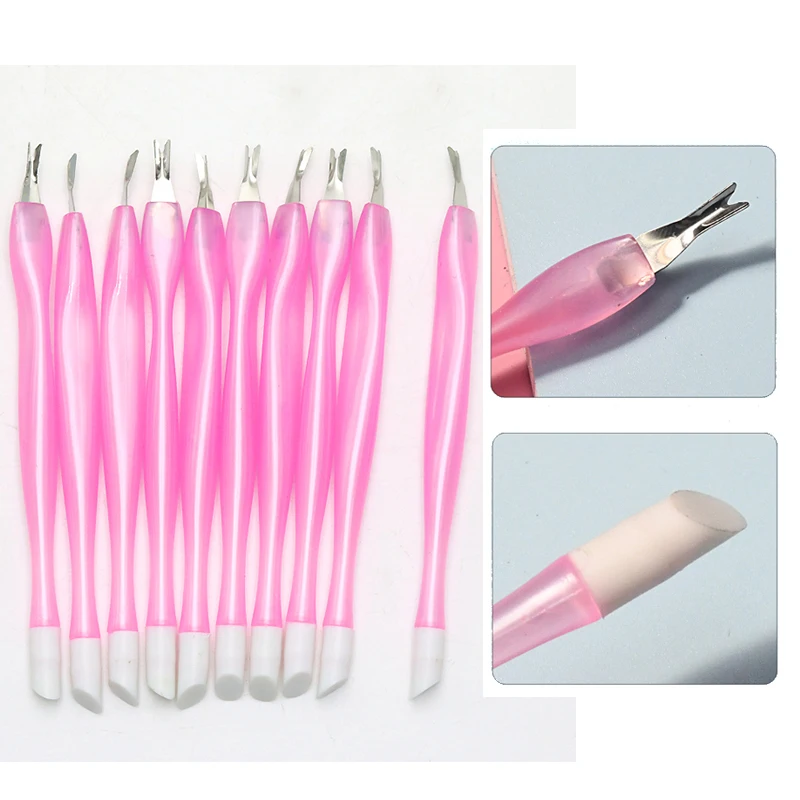 10Pcs-Double-End-Soft-Nail-Cuticle-Pusher-Dead-Skin-Fork-Stainless ...