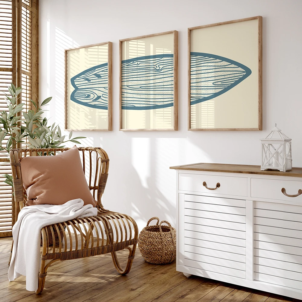 Boho-Surfboard-Triptych-Beach-Art-Print-Abstarct-Minimalist-Wall-Art ...