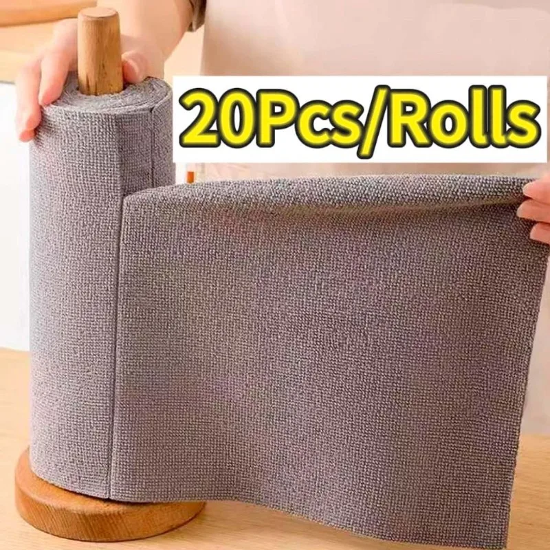 20pcs/Rolls Reusable Cleaning Wipe Household Kitchen Cloth Microfiber ...