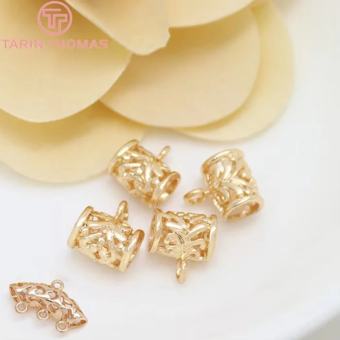 (2448) 6PCS 9x11MM 18K Gold Color Plated Brass Large Hole Charms ...