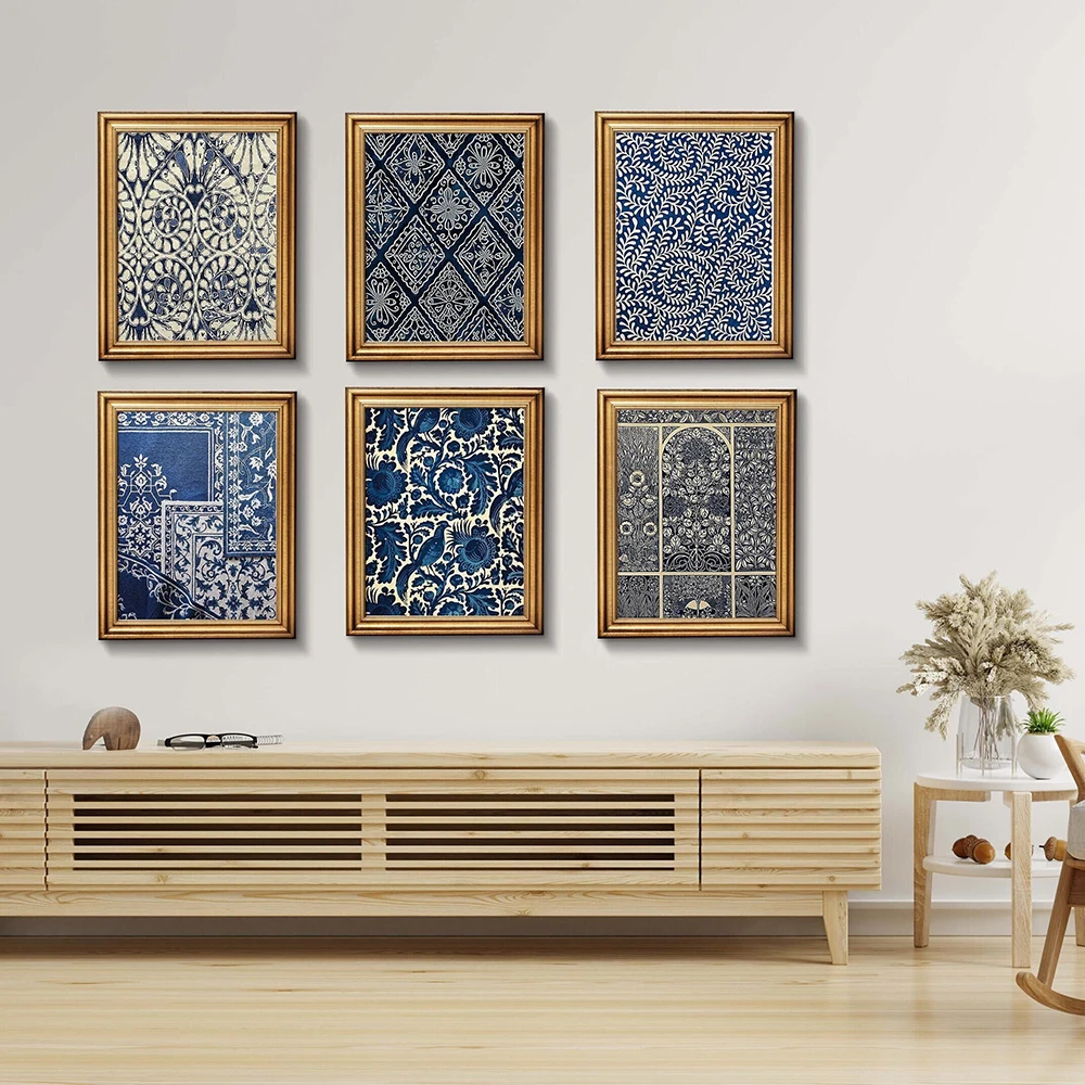 Indian-Folk-Art-Persian-Floral-Print-Vintage-Tree-of-Life-Lotus-Flower ...