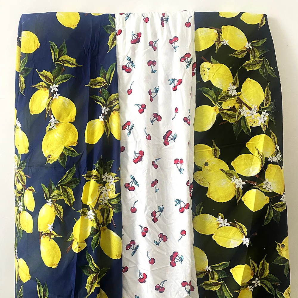 Thin-Cotton-Printed-Fruit-Lemon-Cherry-Fabric-Garment-Material-Shirt ...
