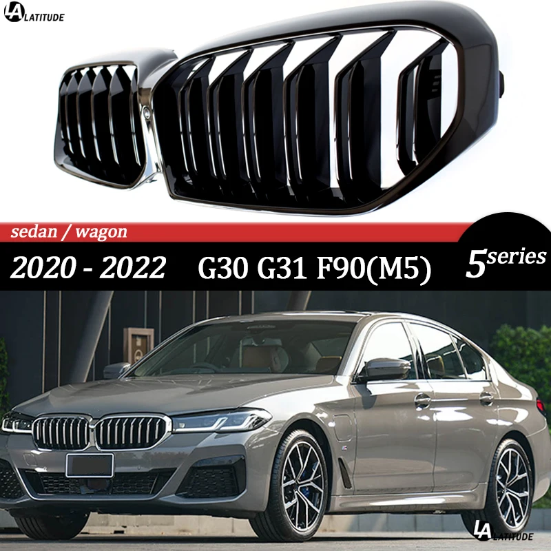 G30 Grille, Gloss Black Front Bumper Kidney Grill For Bmw 5 Series 2020 ...