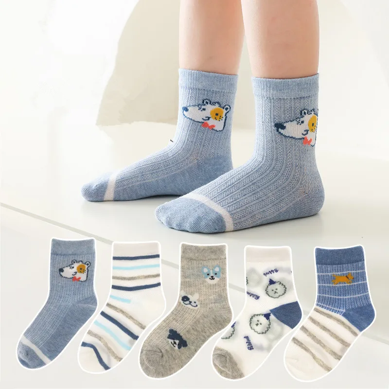 5Pairs/lot Summer Mesh Baby Tollder Socks Carton Animal Flowers Boys ...