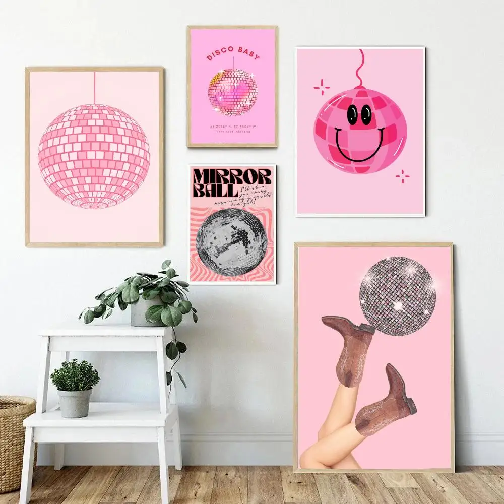 Pink Disco Ball Poster Classic Vintage Posters HD Quality Wall Art ...