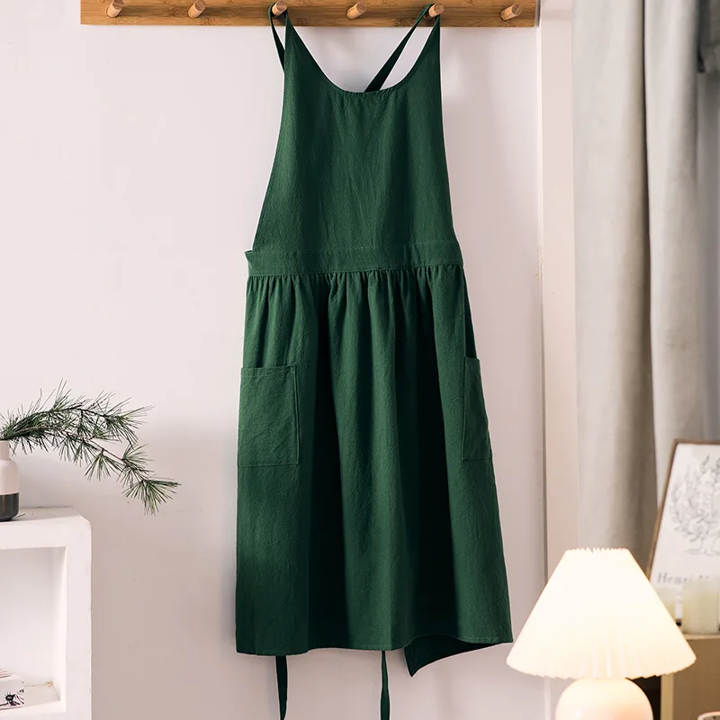 Brief-Round-Neck-Apron-Household-Kitchen-Cotton-and-Linen-Anti-Fouling ...
