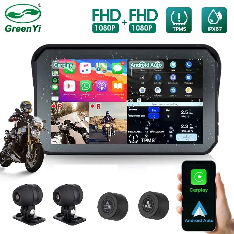 WiFi-1080P-5-Inch-Portable-GPS-Navigation-Waterproof-Motorcycle-Carplay ...