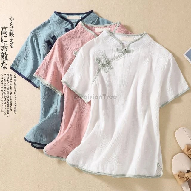 2026 chinese ancient tang dynasty style cotton linen top improved daily ...