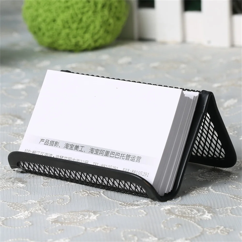 Black-Metal-Mesh-Business-Card-Holder-Desktop-Business-Card-Display ...