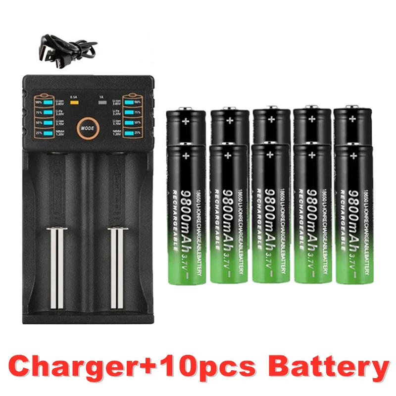 18650 Lithium Batteries Flashlight Rechargeable Battery 3.7 V 9800 Mah ...