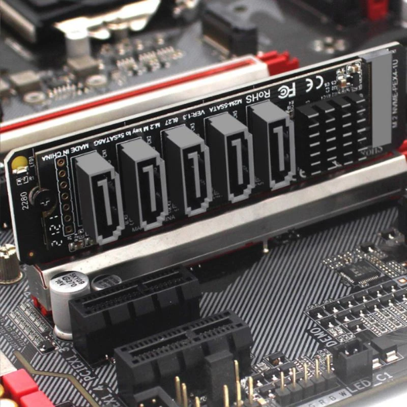 6-Port M.2 Sata PCIE Riser Card M2 NVME To Sata 3.0 Expansion Card ...