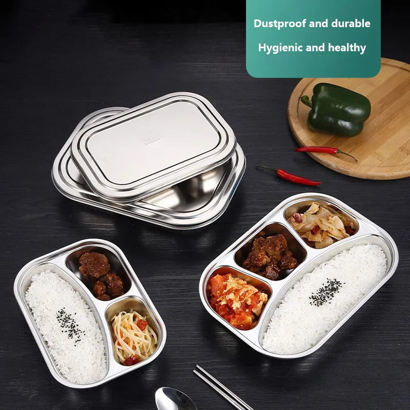 304-Stainless-Steel-Dinner-Tray-With-Lid-Creative-Fast-Food-Dinner ...