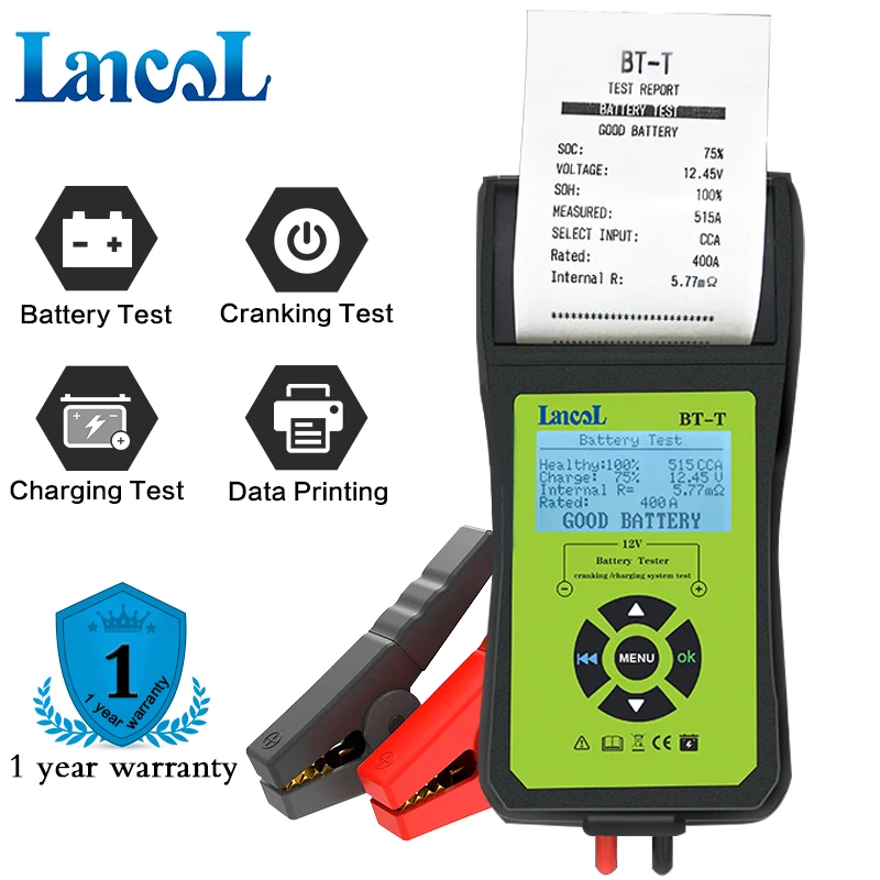 Lancol BT T Car Battery Tester Battery System Analyzer with Printer ...
