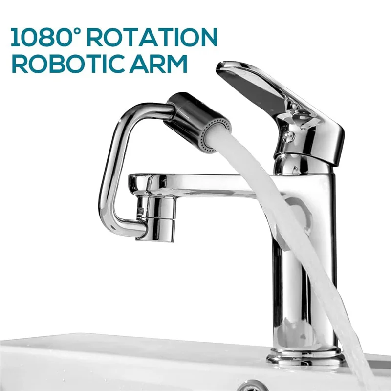 1080 Degree Rotating Faucet Extender Metal U Shaped Robotic Arm ...