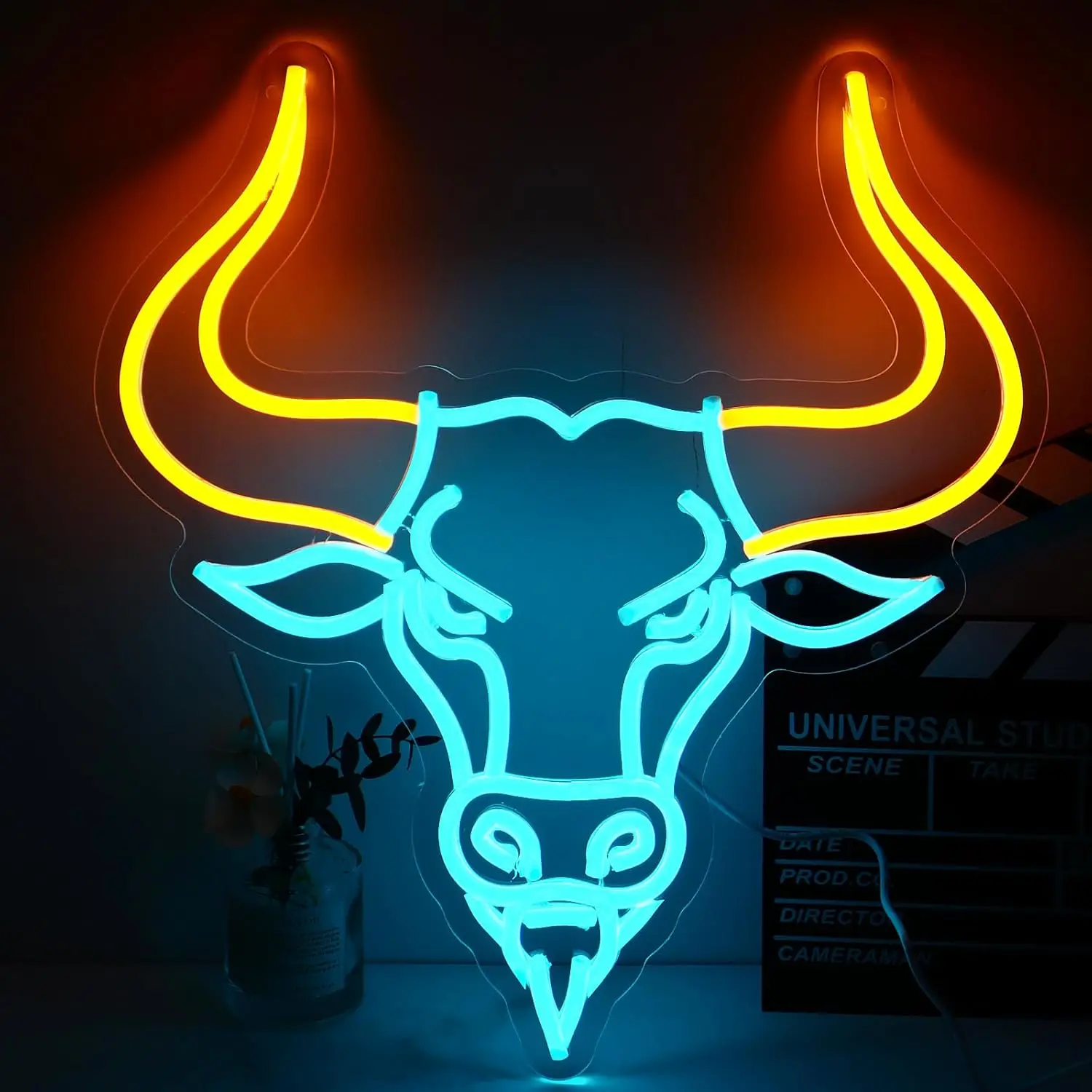 USB Dimmable Bull Head Neon Sign with Universal Studios Theme LED Wall ...