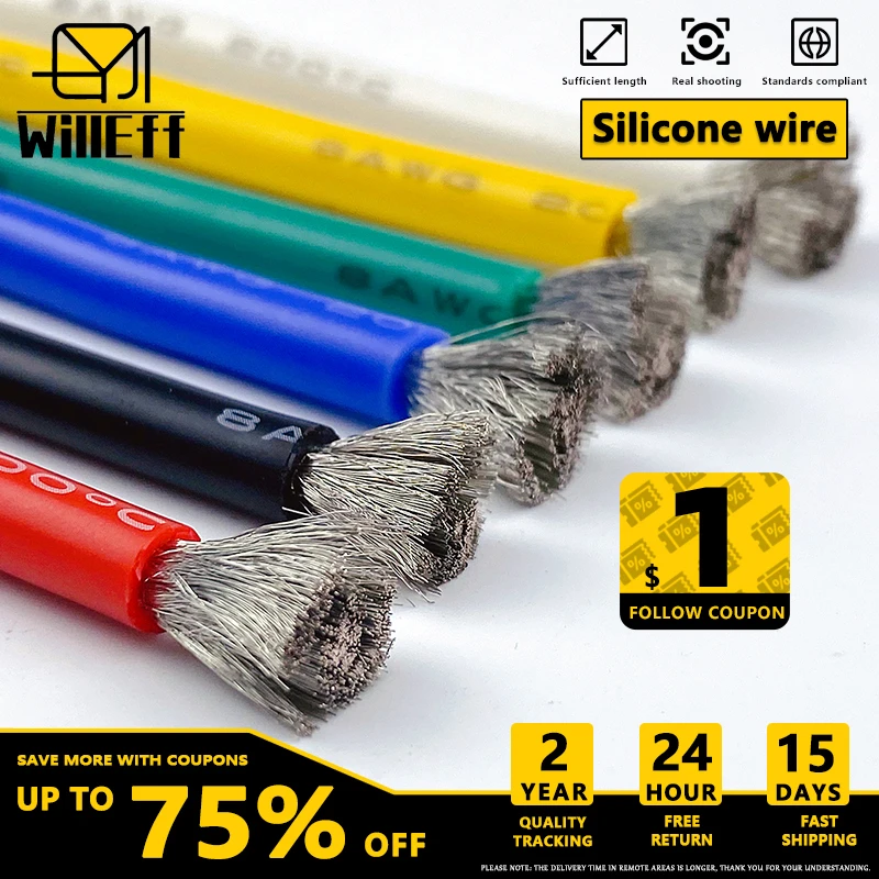 1/5/10/20m/lot Multicolor Silicone Wire Cable Soft Heat-resistant Auto ...