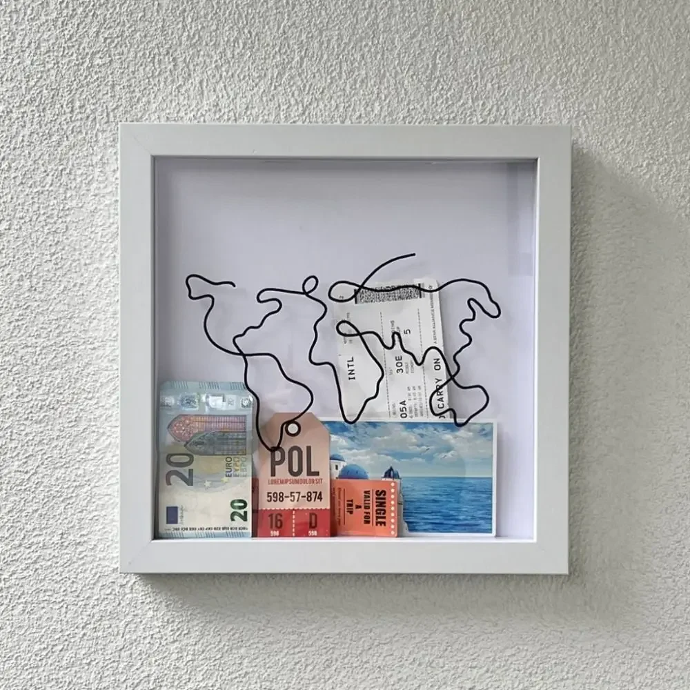 Travel Ticket Shadow Box – Memory Keepsake Frame for Photos ...