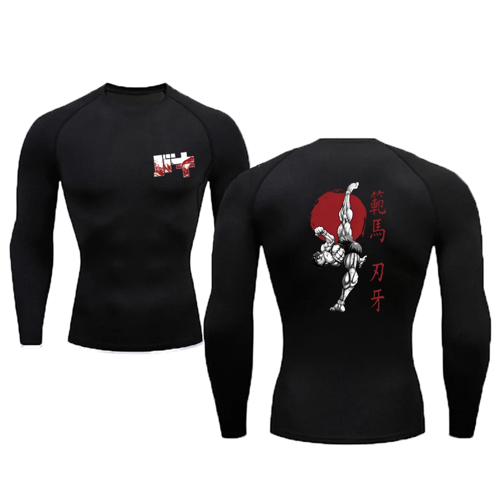 Anime-Baki-Hanma-Camisa-de-Compress-o-Quick-Dry-Apertado-Fitness-Rash ...