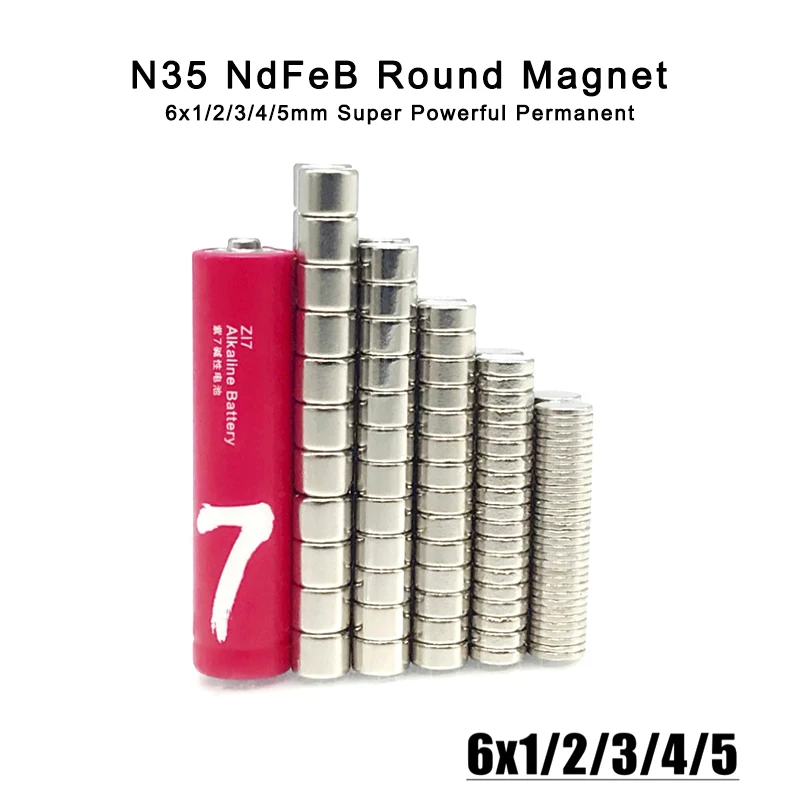 20/50Pcs 6x1mm 6x2mm 6x3mm 6x4mm 6x5mm Dia 6mm Mini Round Strong N35 ...