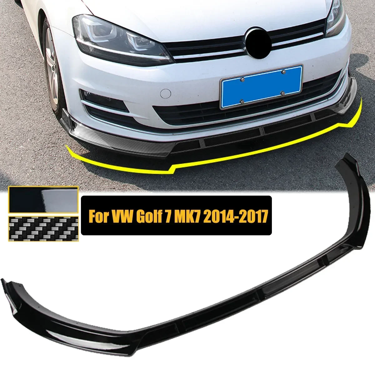 Front-Bumper-Lip-Spoiler-For-Volkswagen-VW-Golf-7-MK7-2014-2017-Side ...