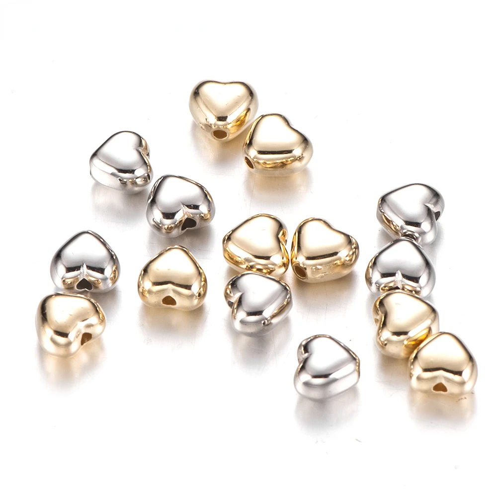 100pcs 6mm Love Heart Gold Color Silver Color Loose Spacer CCB Plated ...