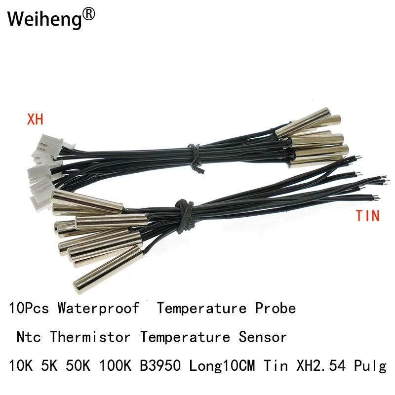 10Pcs 5X25MM Waterproof Temperature Probe Ntc Thermistor Temperature ...