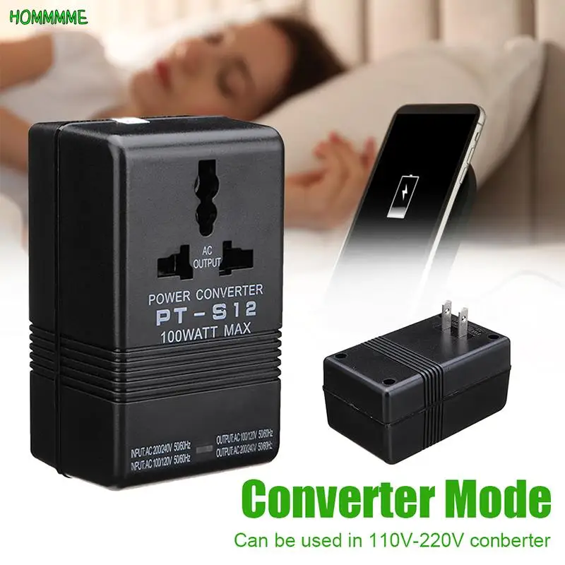 Convertidor de voltaje de 220V a 110V 100W, convertidor de corriente de 2 vías, AC 110V/120V a ...