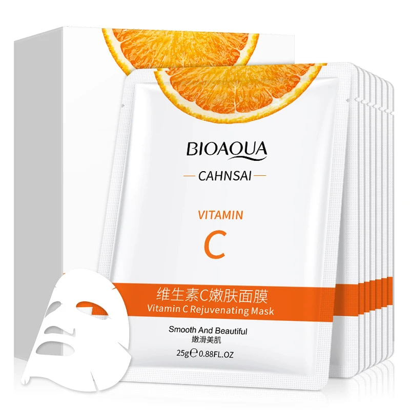 10pcs Bioaqua Vitamin C Facial Mask Skincare Moisturizing Anti Acne