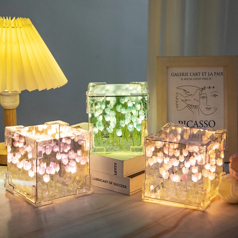 DIY-Flower-Sea-Magic-Cube-Tulip-Three-Dimensional-Nightlight-Material ...