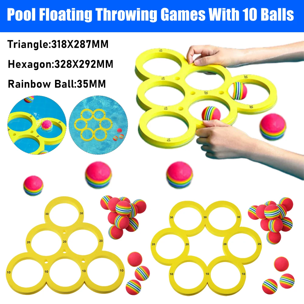 Floating Table Pool Game Set With 10 Rainbow Balls Pool Water Sport ...