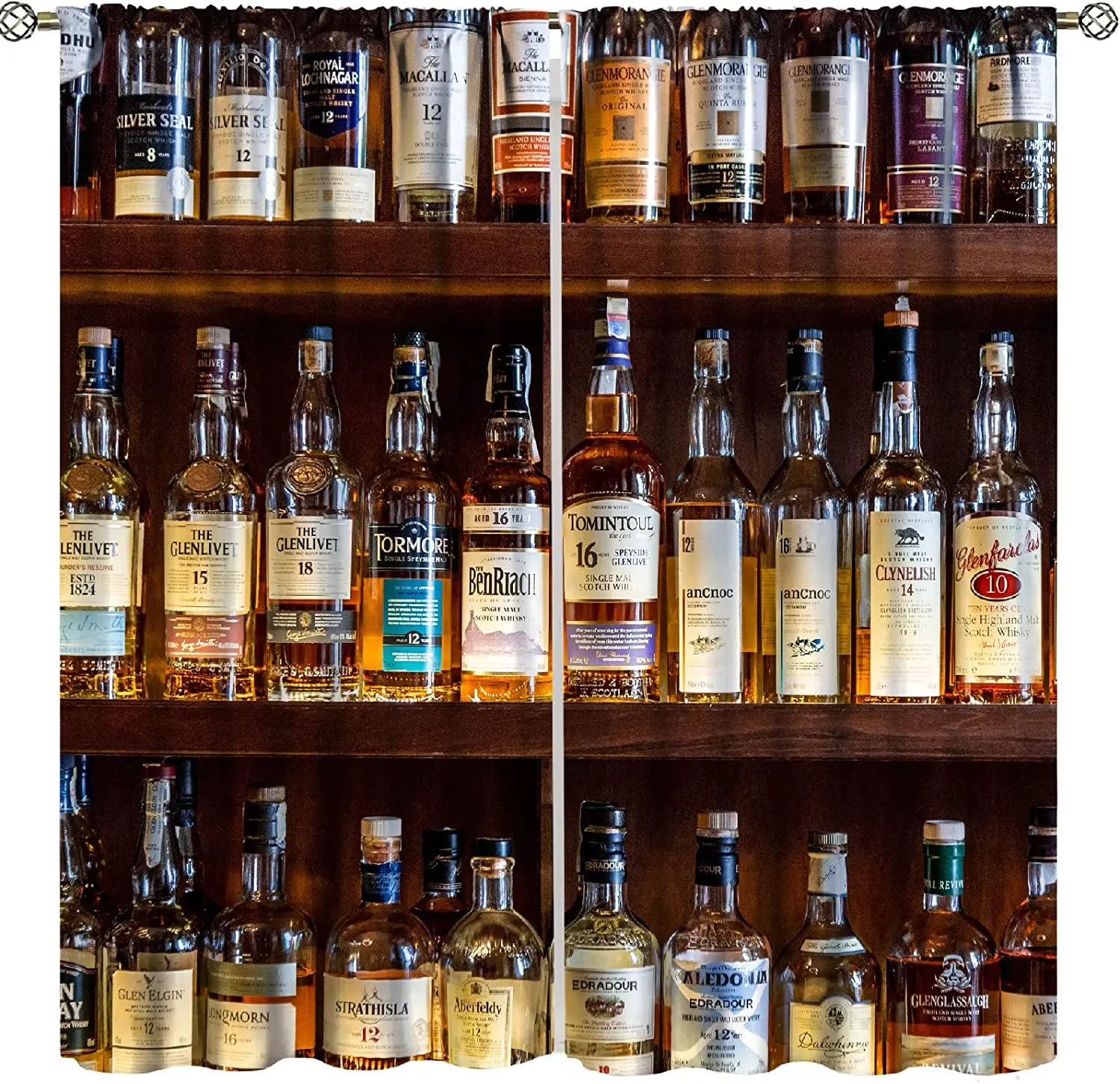 Bar Curtains Wine Bottle Window Drape Whiskey Cocktail Inner Curtains ...