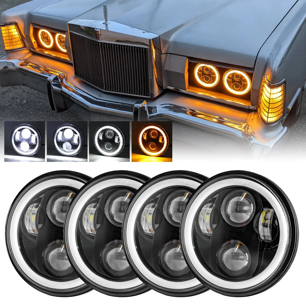 4PCS-5-75-inch-Round-LED-Headlight-Hi-Lo-Beam-Headlamps-for-Peterbilt ...