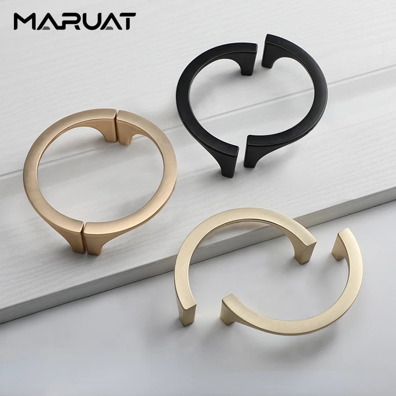 Zinc-Alloy-Golden-Black-Semi-circular-Handle-Cupboard-Cabinet-Door-Wine ...