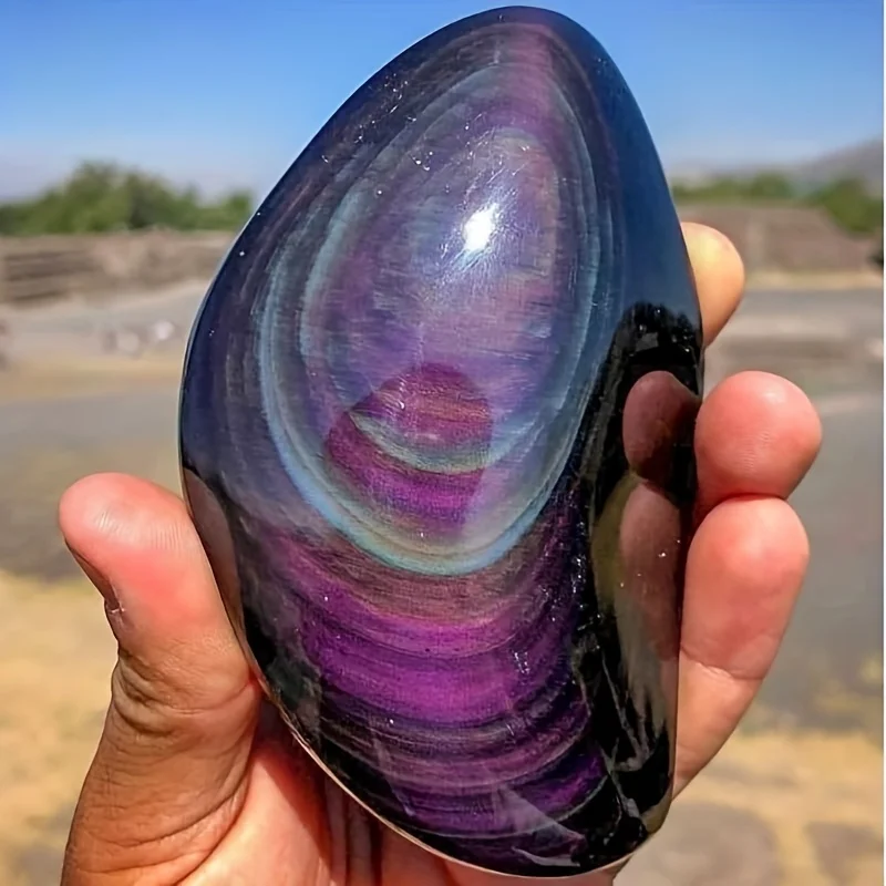 1pc Rare Natural Rainbow Obsidian Crystal, Deep Purple to Blue-Purple ...