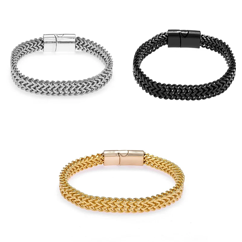 Pulsera trenzada de Metal para hombre, brazalete sencillo de moda ...
