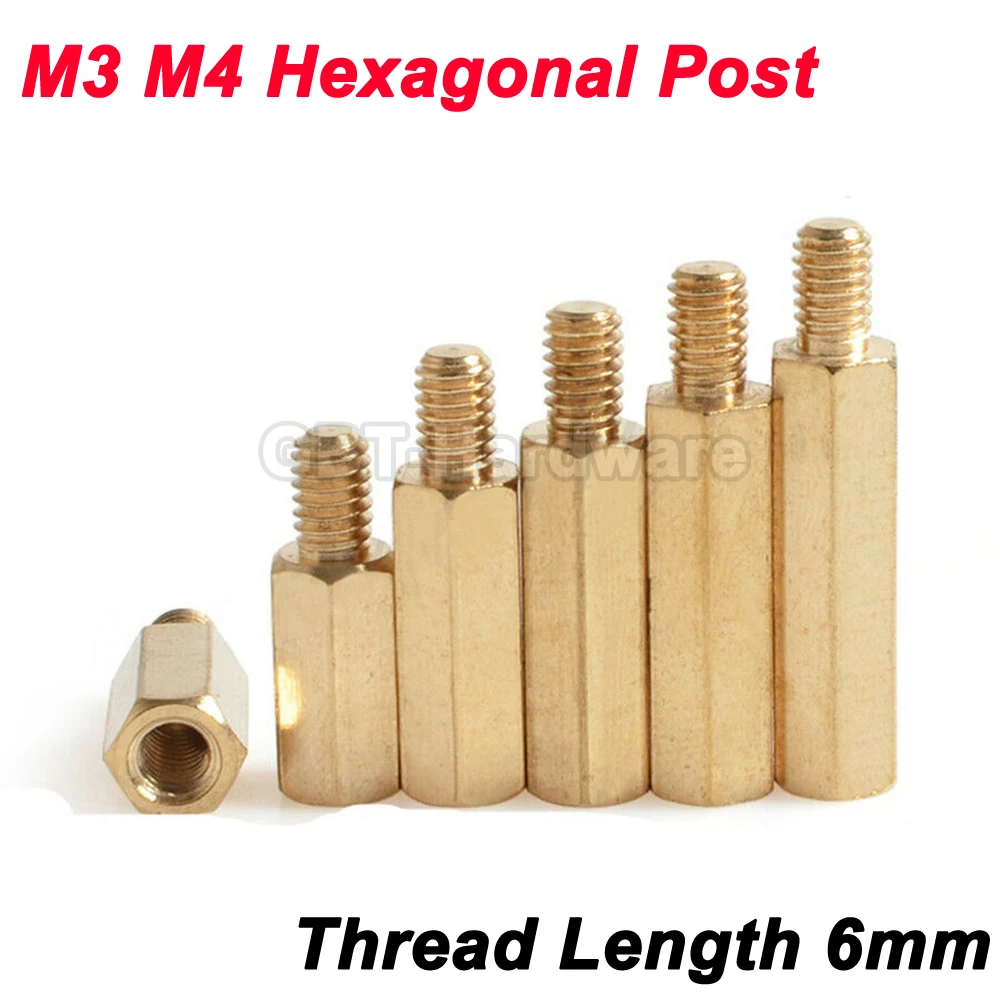 M3 M4 Hexagonal Post Length 4mm - 45mm Thread Length 6mm Hex Thread ...