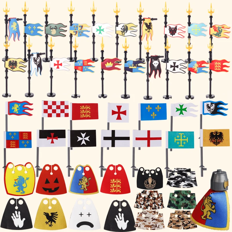 MOC-Medieval-Military-Knight-Flag-Flagpole-Building-Blocks-Castle-Army ...