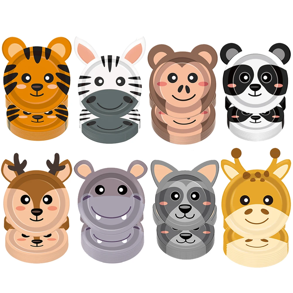 10pcs-pack-Jungle-Safari-Party-Paper-Plates-Animal-Shaped-Disposable ...