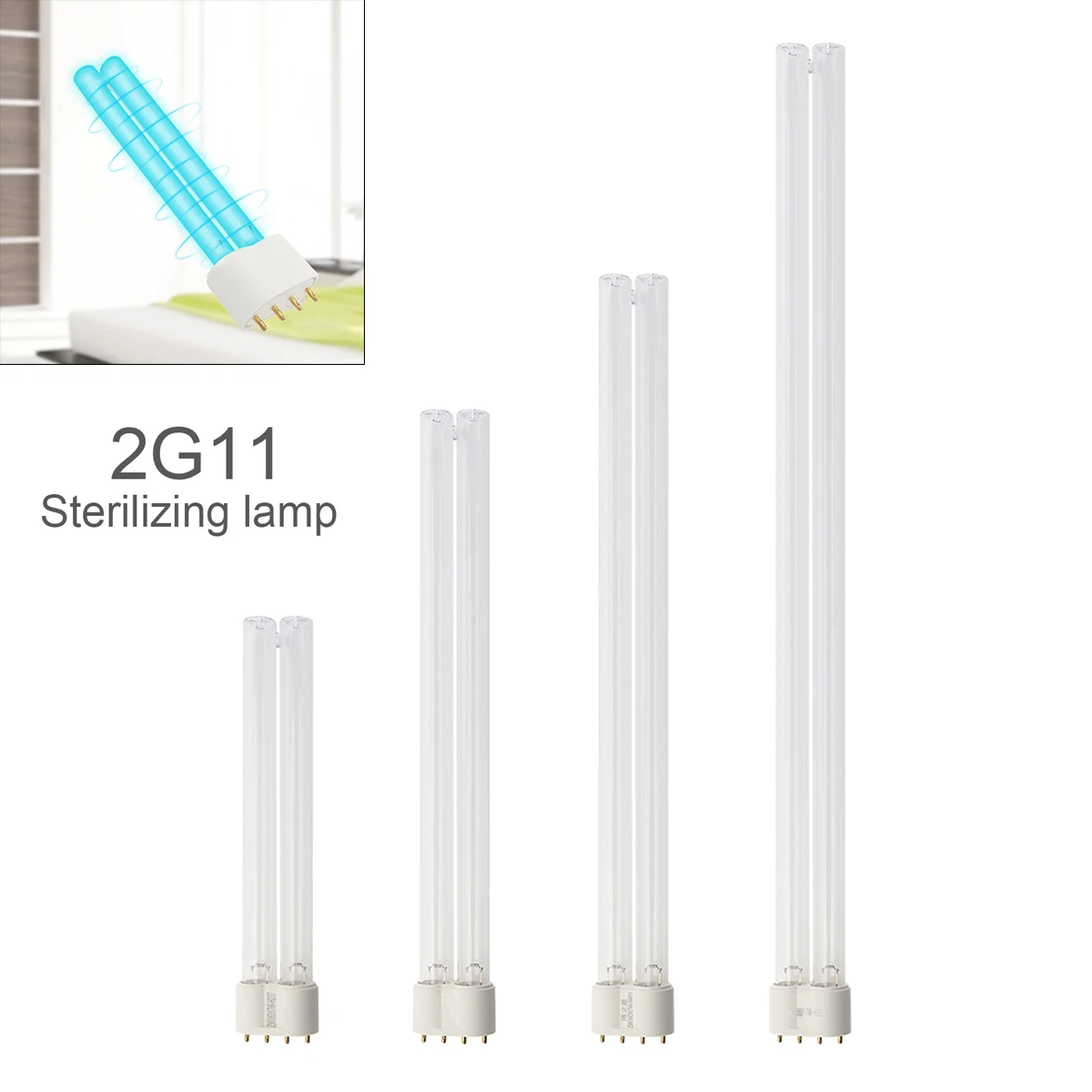 Lampes à ultraviolets 2G11, tube UV durable, 4 broches, 18W 24W 36W 55W ...
