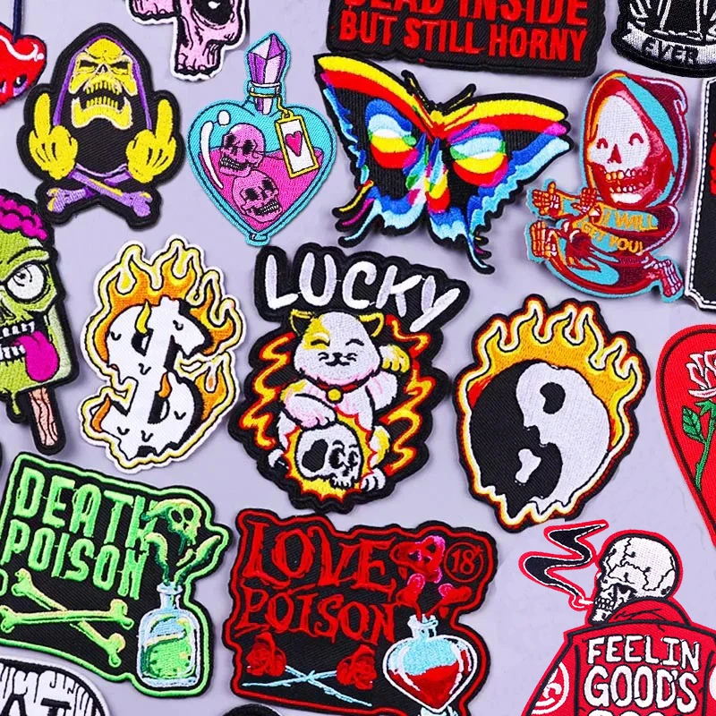 Flame-Letter-Lucky-Patch-Iron-On-Patches-For-Clothing-Thermoadhesive ...