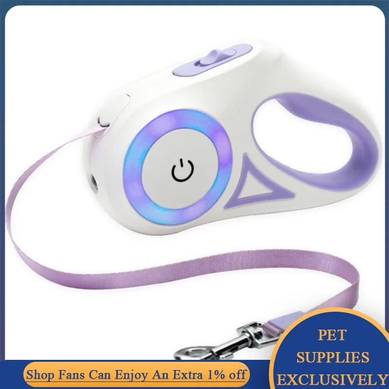 3m/5m Dog Leash Automatic Tow Rope with Flashlight Rgb Light Durable ...